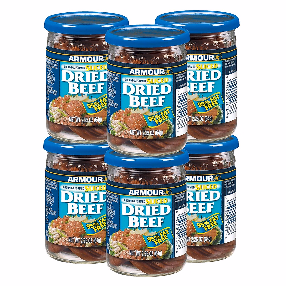 Armour Star Sliced Dried Beef, Jarred Meat, 2.25 OZ | 6 Count_AB