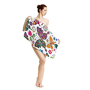 Butterflies Hand Towel,Seamless Spring White Floral with Colorful Butterflies and Flowers Soft Hand Towels for Bathroom/Kitchen/Yoga/Golf/Hair Towel for Men/Women/Girl/Boys 15X30 Inch