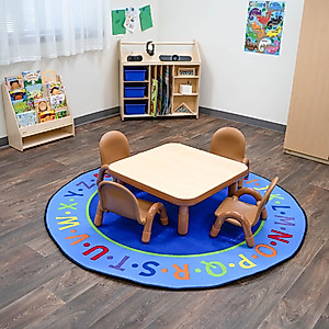 Angeles Baseline Toddler Square Table and Chairs Set, Natural Wood – Includes One 30”, 12” High Square Table and Four 5” High Chairs – Durable, Lightweight, Easy to Move