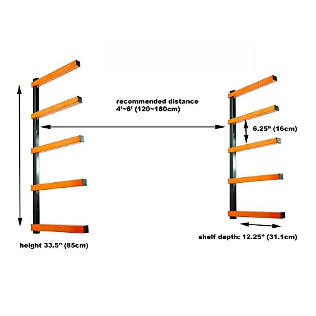 KASTFORCE KF1005 Lumber Storage Rack 5-Level System 110lbs (50kg) per Level Lumber Rack Wood Rack Workshop Rack with Durable Sheet Metal Screws