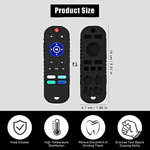 Silicone Baby Teething Toy Remote Control Shaped Baby Teether with a Cute Pacifier Clip Chain Soft Baby Chew Toys Early Sensory Education Molar Toy for Babies 3-18 Months (Black)