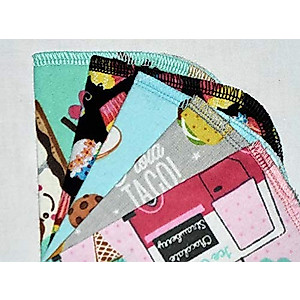 1 Ply Printed Flannel 8x8 Inches Little Wipes Set of 5 Snack Attack