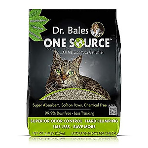 SPOT by Ethical Products – Dr Bales One Source 100% Natural Cat Litter from Yuca Root/Cassava - 2X Long Lasting - Dust Free, Odor Controlling Premium Clumping Cat Litter - 4.4lbs - Small (34002)