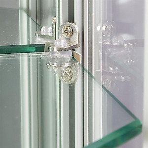 Displays2go Glass Wall Cabinets with LED Lights, Aluminum, Tempered Glass Shelves – Silver (WC606LEDS)