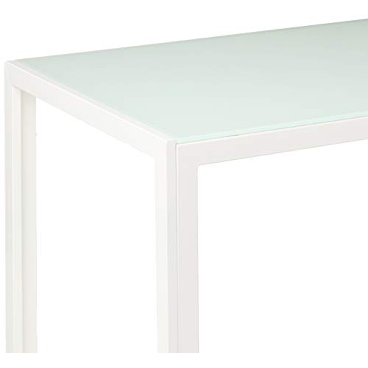 IDS Home Modern Kitchen Dining Table with White Glass Table Top Dining Room Furniture Table - White (Table Only)