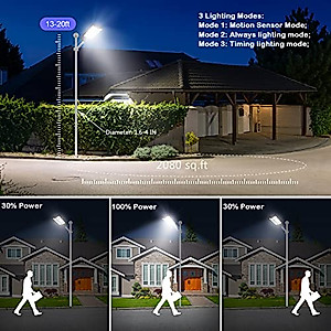 800W Solar Street Light, 60000LM IP66 Waterproof Solar Security Flood Lights Outdoor Motion Sensor, Dusk to Dawn Solar LED Light Lamp with Remote & Light Sensor for Garden,Yard, Path, Parking Lot