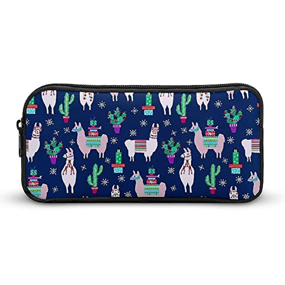 Llama with Cactus Pattern Pencil Case Makeup Bag Big Capacity Pouch Organizer for Office College