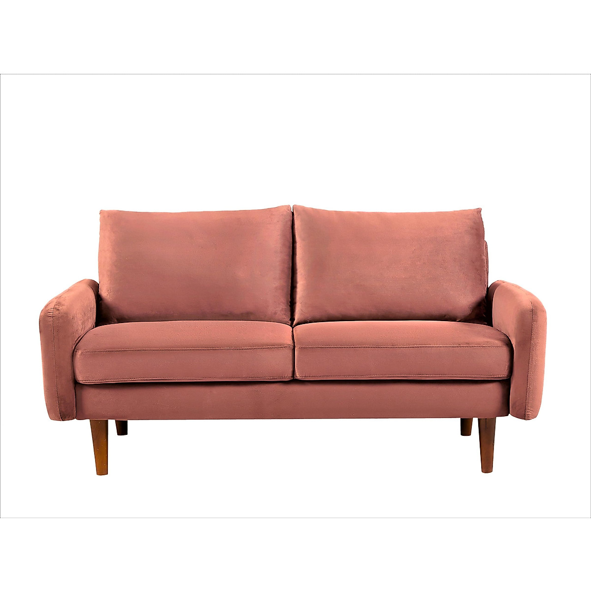 Container Furniture Direct Kent Velvet Loveseat Sofa for Modern Living Rooms and Compact Spaces, Comfy 2 Seater Couch Studio Apartment Furniture with Sleek Design, Rose