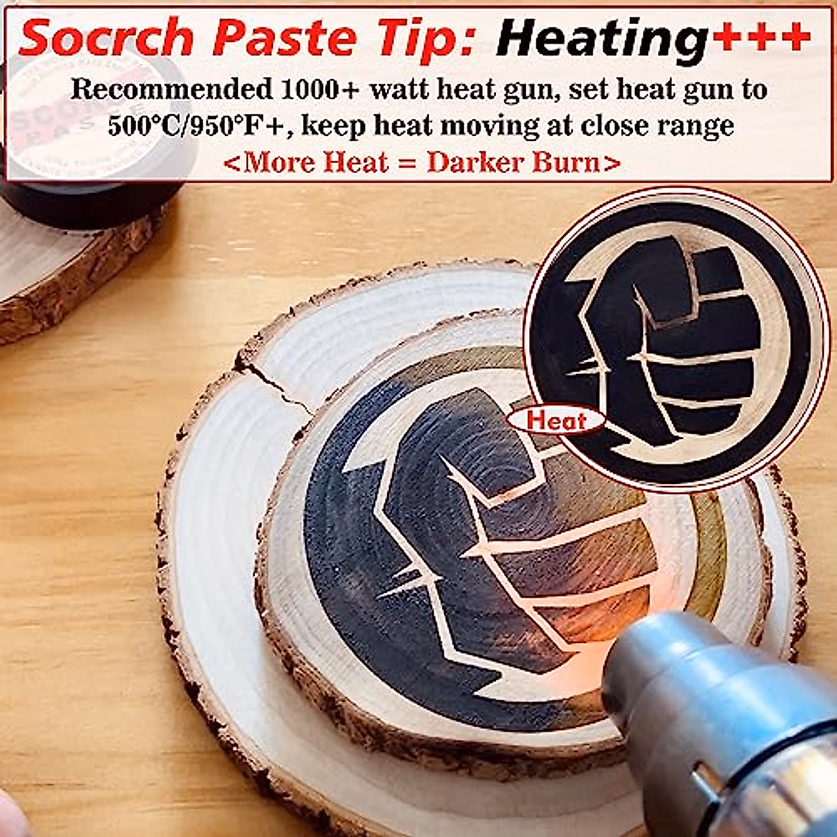 Scorch Paste - Wood Burning Paste, Wood Burning Gel Marker for Crafting & Stencil Wood Burning, Stable Heat Activated Paste, Accurately & Easily Burn Designs on Wood and Arts - 3 OZ
