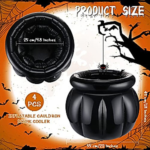 Didaey 4 Pieces Inflatable Cauldron Drink Cooler for Halloween 18 x 22" Witch Cauldron Beverage Holders Large Inflatable Candy Cauldron Kettles for Halloween Party Decoration