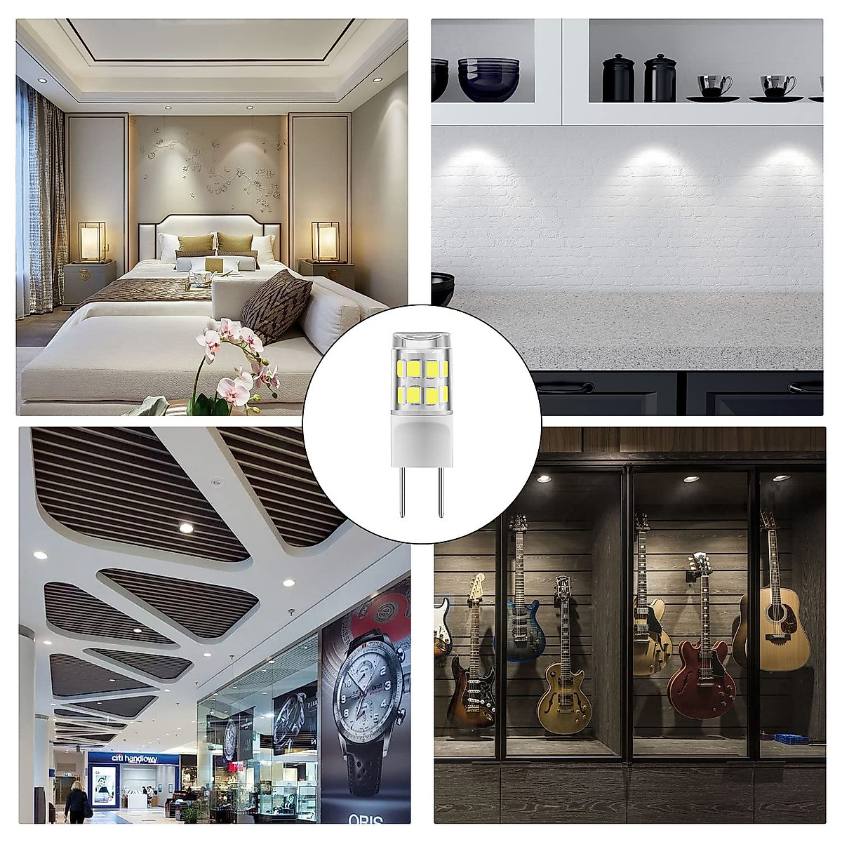 Sriomny 6 Pack G8 Led Bulb 2W Equivalent to 20W Halogen Bulb AC 120V, G8 Warm White 2700K, Transparent Shell, Bi-Pin Base, Not Dimmable, Light Bulbs