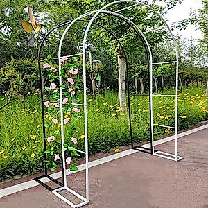 Garden Arch Trellis for Climbing Plants Rose Archway,Heavy Duty Metal Steel Frame Pergola Arbor Weatherproof Support for Backyard,Lawn,Patio,Courtyard,Wedding Decorations,Green/Black/White (Color : W