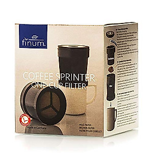 Finum Coffee Sprinter Pour Over Brewing Filter with Micro-Fine Stainless Steel Mesh, For a Single Cup, Black