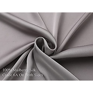 YOWMINGSILK 100% Natural Mulberry Silk Pillowcase Set of 2 for Hair and Skin with Hidden Zipper,19 Momme,600 Thread, Soft Breathable Smooth Both Sided Silk Pillow Cover(Grey,Standard20x27)