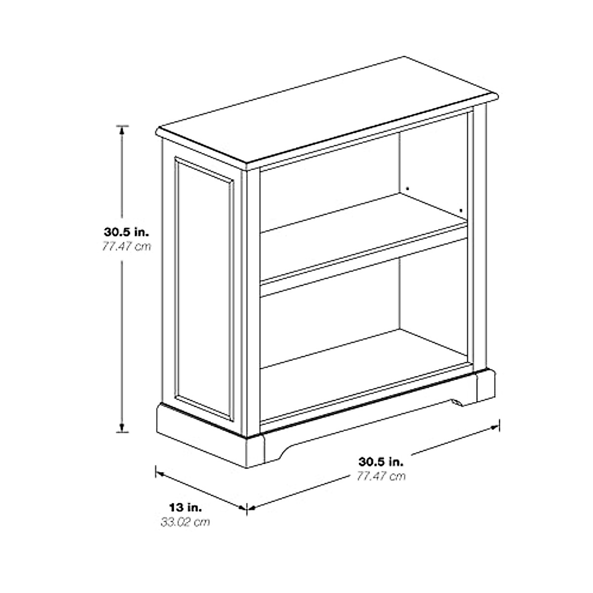 OSP Home Furnishings Country Meadows 2-Shelf Bookcase, Plantation Grey