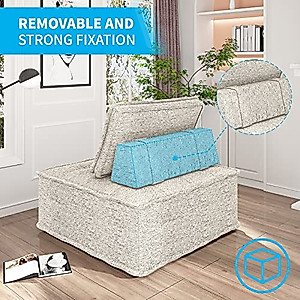 Horgaeo Modular Sectional Sofa, Single Seat Armless Floor Sofa, Comfy Floor Couch with Removable Back Cushion for Living Room/Small Space/Office/Apartment Resting, 1PCS (Beige)