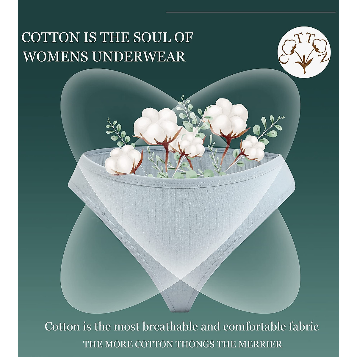 FINETOO 10 pack Cotton Thongs for Women Breathable Low Rise Bikini Lady Panties Womens Underwear Sexy S-XL