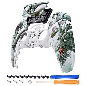 eXtremeRate Jade Dragon - Cloud Dominator Touchpad Front Top Shell Compatible with ps5 Controller BDM-010 020 030 040 050, DIY Replacement Shell & Touch Pad Cover Compatible with ps5 Controller
