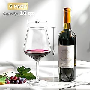 Hlukana Unbreakable Wine Glasses Set of 6, 16 oz Plastic Wine Glasses with Stem, BPA Free, Reusable Wine Glass for Poolside, Outdoors Camping Picnic Restaurants Home Bar Christmas Unique Gift