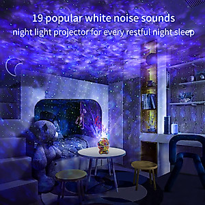 Rechargeable Star Projector, Galaxy Projector for Bedroom, Starlight Projector with Remote Control, Music Speaker & White Noise, 14 Colors LED Night Lights Gift for Kids Room, Christmas, Room Decor