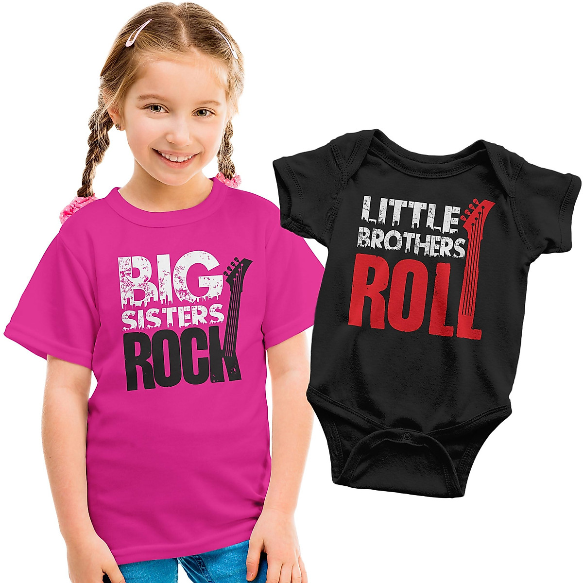 Nursery Decals and More, Big Sister Shirt 2020, Little Brother Newborn Outfit, Big Sisters Rock/Little Brothers Roll, Big Sibling 2T / Lil Sibling (3-6M) 3M