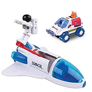 Astro Venture Space Shuttle Toy with 2 Astronauts, Mechanical Arm and Rover - Lights Up with Blast Off Sound Effects - Rover Compartments Open with The Push of a Button - Fun Space Toys for Kids