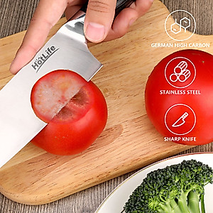 HOTLIFE Chef's Knife 8 inch, Utility Razor-Sharp Kitchen Knives Cutting Bread, Steak Meat, Vegetable Fruits - German HC Stainless Steel, Ergonomic Handle with Gift Box