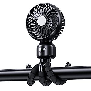4000mah Stroller Rotatable Operated Fan,Flexible Tripod Clip On Fan with 3 Speeds and Handheld Personal Fan for Car Seat Crib Bike Treadmill