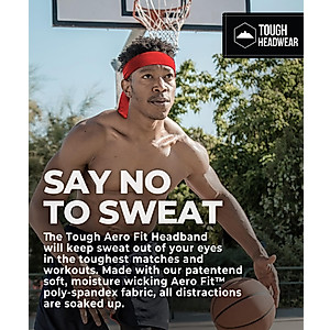 Tough Headwear Tie Headband for Men - Tennis Headband for Women, Sweat Band for Workout, Running, Football, Basketball, Athletics - Red