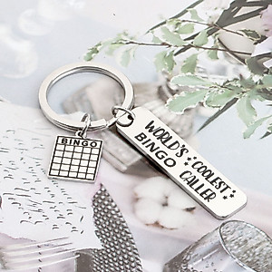 WSNANG Funny Bingo Player Gift World's Coolest Bingo Caller Keychain Bingo Winner Gift Bingo Lover Gift (Bingo Caller KC)