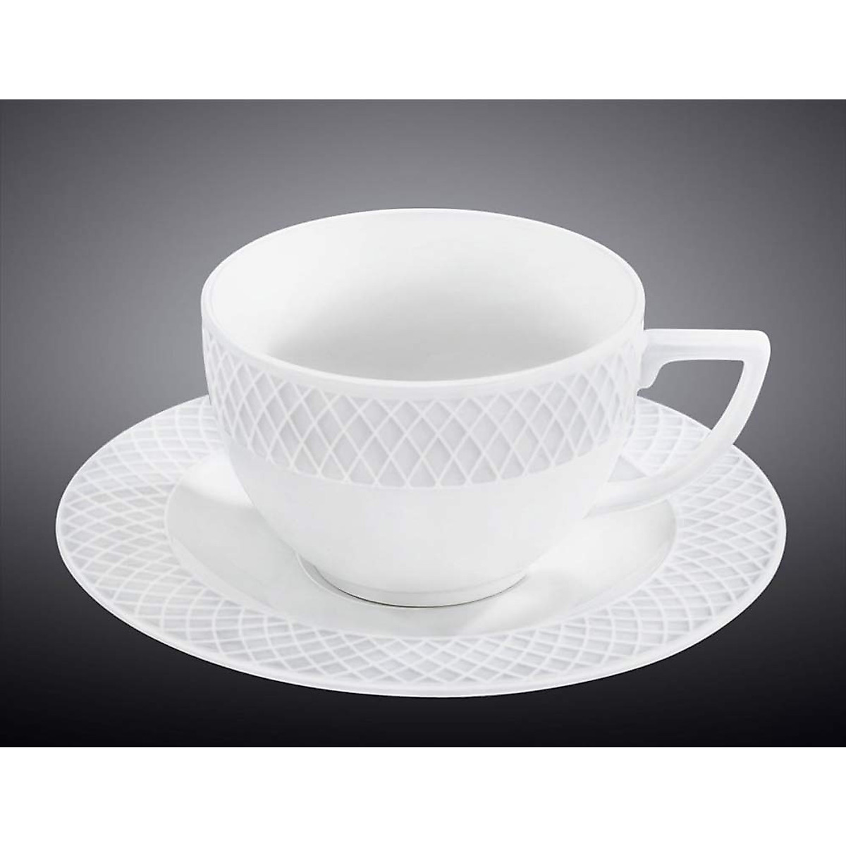 Wilmax Set Of Tea Cups & Saucers In Color Box (8 Oz/Set Of 6) | Dishwasher Safe, Easy To Clean | Fine, English Porcelain