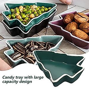 UPKOCH Christmas Appetizer Tray 4 Pcs Christmas Tree Plates Candy Nut Serving Platters Ceramic Appetizer Trays Snack Dessert Dish for Party Restaurant Home, Green