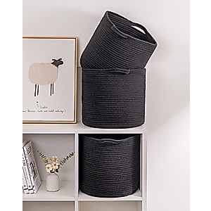 CubesLand Woven Baskets for Storage&Organizing,Round Cubes Baskets Bins for 13x13 Cube Organizer/Shelving,Rope Toy Storage Bins,Cloth Closet Organizing Basket Bin 3 Packs,12.6x12.6’’ Black