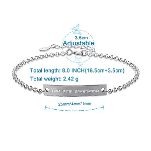 You are Awesome Gifts for Women, 925 Sterling Silver Bracelets for Women, Charm Bracelets for Women, Little Words Project Bracelet for Women, Matching Bracelets for Best Friends by ALiLuYa