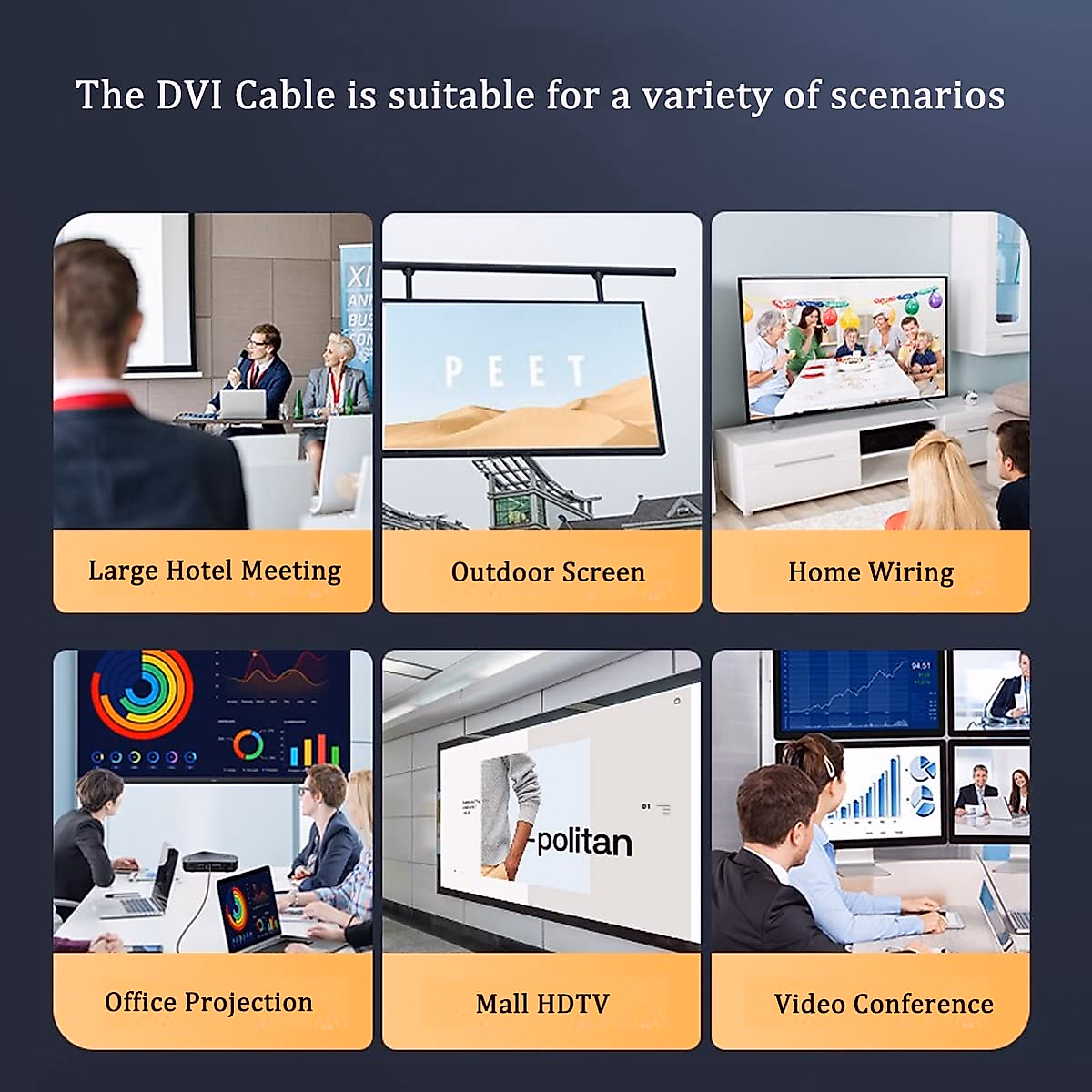 UVOOI DVI Cable 25FT, DVI to DVI-D Cable 25 Feet Long DVI Cord Support 1080P for Computer, PC, Laptop, Monitor, TV and Projector