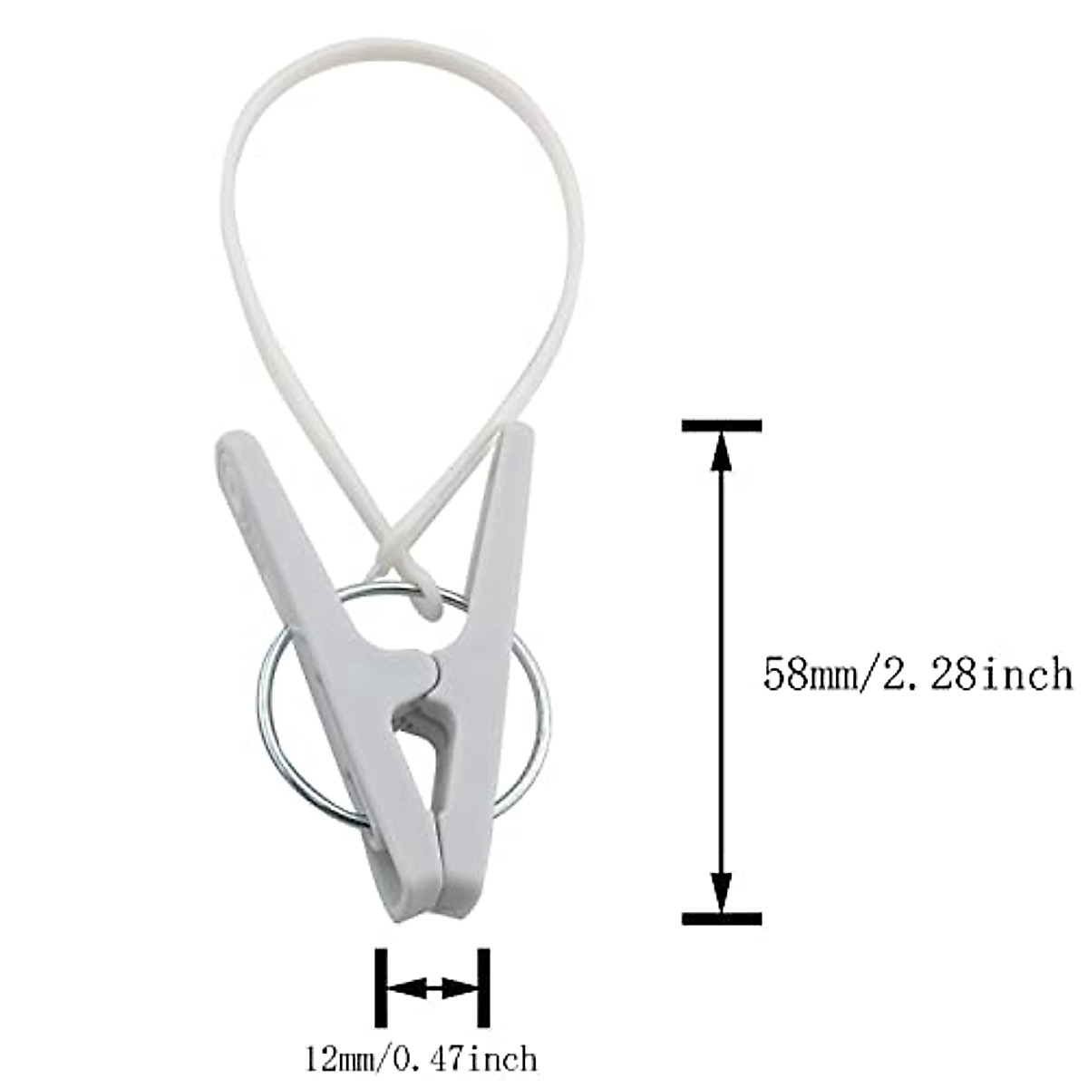 Clothes Pin HSCGIN 12PCS Gray Plastic Swivel Clothespins Clothes Clips with Plastic Rope for Clothesline Clothing Closepin