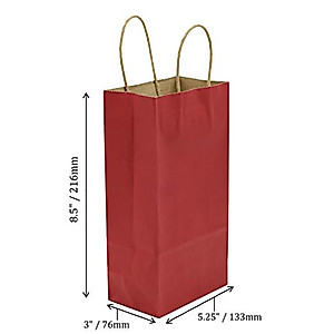 Creative Hobbies® Small Paper Gift Handle Bags, 5.25" x 3" x 8.5" Size, Deep Red, 24 Piece Pack