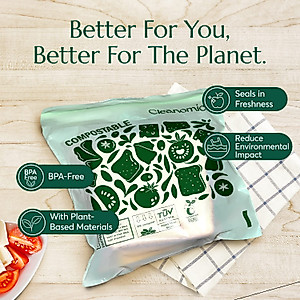Cleanomic Compostable* Sandwich Size Food Storage Bags (25 Eco Zip) Freezer and Leak Proof, Also Available Gallon, Quart and Snack Size Bags