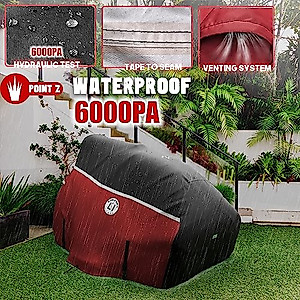 LI LIBZAKI 420D Riding Lawn Mower Cover, Waterproof Tractor Cover Heavy Duty Fits Decks up to 54",Universal fit for John Deere, EGO, Toro, Craftsman, Husqvarna and More -72"L x 54"W x 46"H-Red