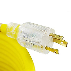 HENGYI L5-30P to Three NEMA 5-15R Heavy Duty Generator Cord,Extension Cord Adapter Plug,Generator Power 3750 Watts,Generator Locking Power Cord with UL Listed 30A 125V,Yellow,25TF