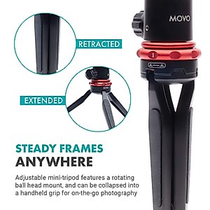 Movo iVlog4 Smartphone Video Bundle with Wireless Microphone System, Mini Tripod, LED Camera Light, Wide-Angle Lens - Cage and Cell Phone Tripod Stand - Lavalier Microphone for iPhone and Android