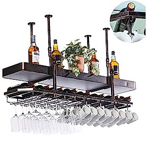 Stylish Simplicity Ceiling Wine Rack Vintage Wrought Iron Metal Glass Wine Cup Holder Stylish Simplicity Down Home Goblet Holder Living Room Display Storage Bottle Holder Stylish Simplicity Decorati