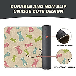 Artoid Mode Bunny Rabbit Easter Welcome Decoration Doormat, Seasonal Spring Low-Profile Rug Switch Mat for Indoor Outdoor 17x29 Inch