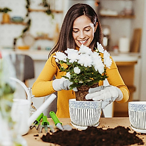 Hlukana Ceramic Plant Pots Set of 3, 6.75/5.6/4.2 inch Planters with Drainage Holes and Saucer, Flower Pots Outdoor Indoor, Modern Decorative Planters for House Plants Garden Planters Succulent Pots