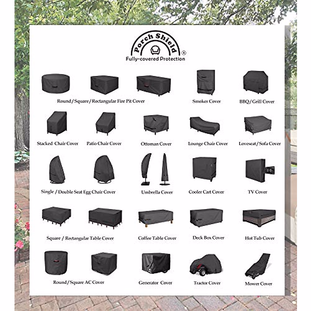 Porch Shield Patio Umbrella Cover - Outdoor Waterproof Garden Offset Banana Parasol Cover Fits Cantilever Offset Umbrella 7.5-11.5 Feet, Black