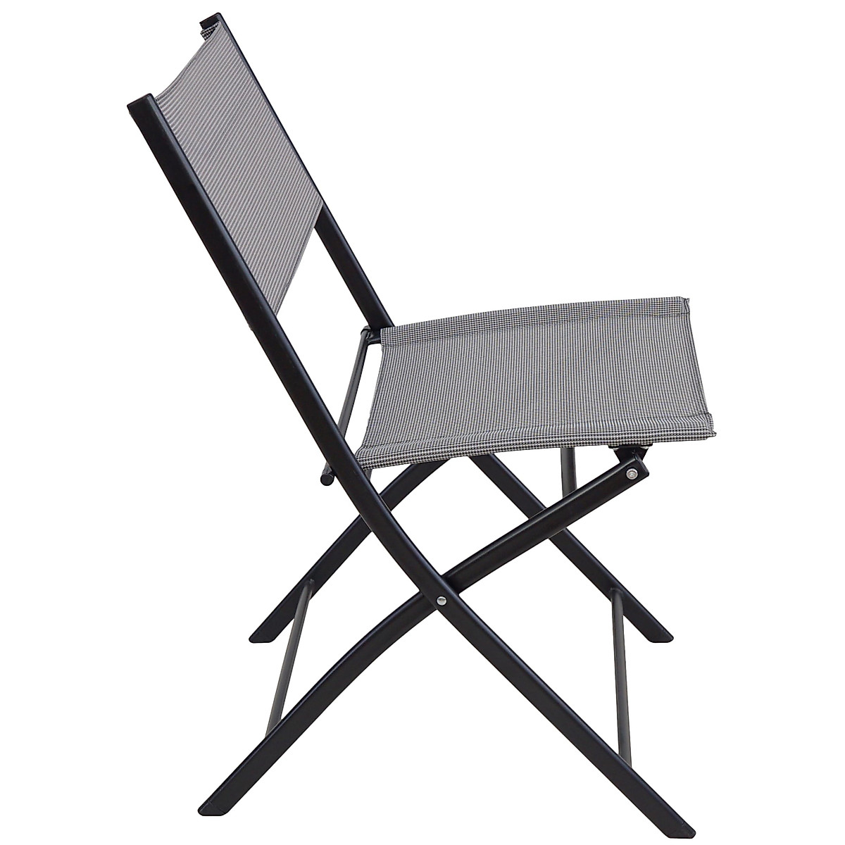 BTEXPERT 3-Piece Patio Bistro Dining Furniture Set Portable Folding Picnic Table Two Chairs Outdoor Foldable Gray for Backyard Porch Party RV Event Camping Commercial Grade Tempered Glass No Assembly