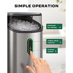 Silonn Nugget Ice Maker Countertop, Pebble Ice Maker with Soft Chewable Ice, One-Click Operation Ice Machine with Self-Cleaning, 33lbs/24H for Home,Kitchen,Office