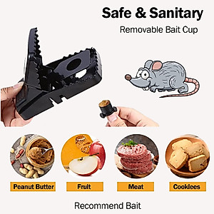 6PK Large Mouse Traps, Pest Control Rat Traps for Instant Kill Results, Large Reusable Rodent Snap Trap for Mice ‘N Chipmunks, Big Outdoor Traps That Also Work Indoor for Home (Large Size)
