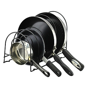 Pan Rack Organizer Holder for Kitchen, Countertop, Cabinet, and Pantry (BlackII)