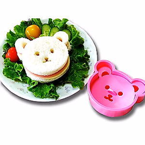 Cute Bear Bento Lunch Sandwich & Cookie Cutter. Easy 2 steps. BPA FREE. Made in Japan.